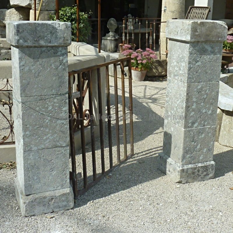 Small pillars for garden crafted in ancient stone - the pair.