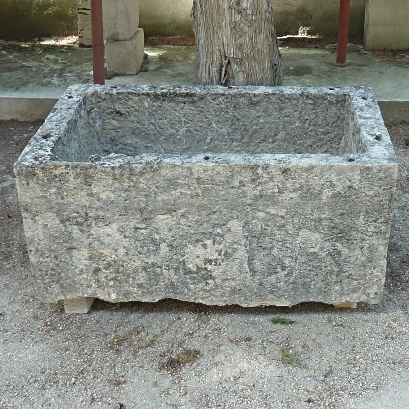Large rectangular antique stone trough for garden decoration
