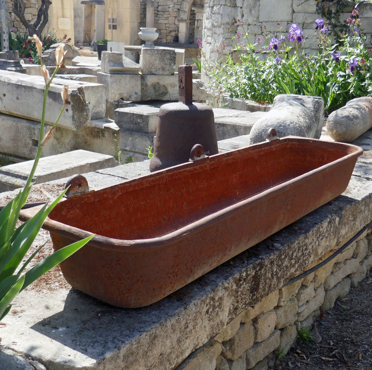 Old trough : beautiful long and rectangular cast iron trough