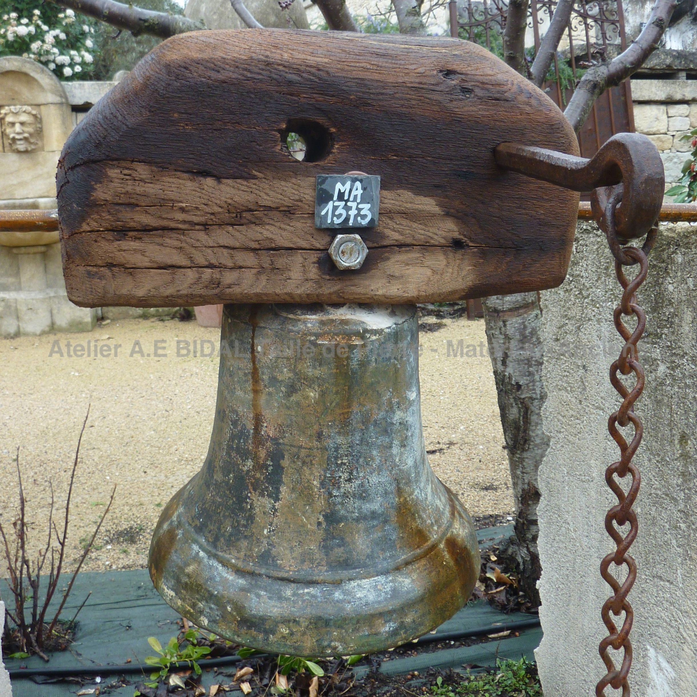 Wonderful antique bronze bell with its wooden yoke