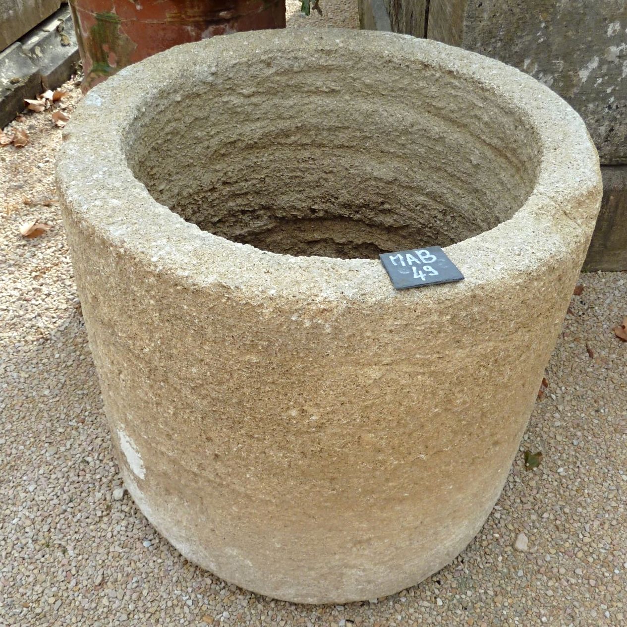 old stone basin: great circular basin - crafts of the past.