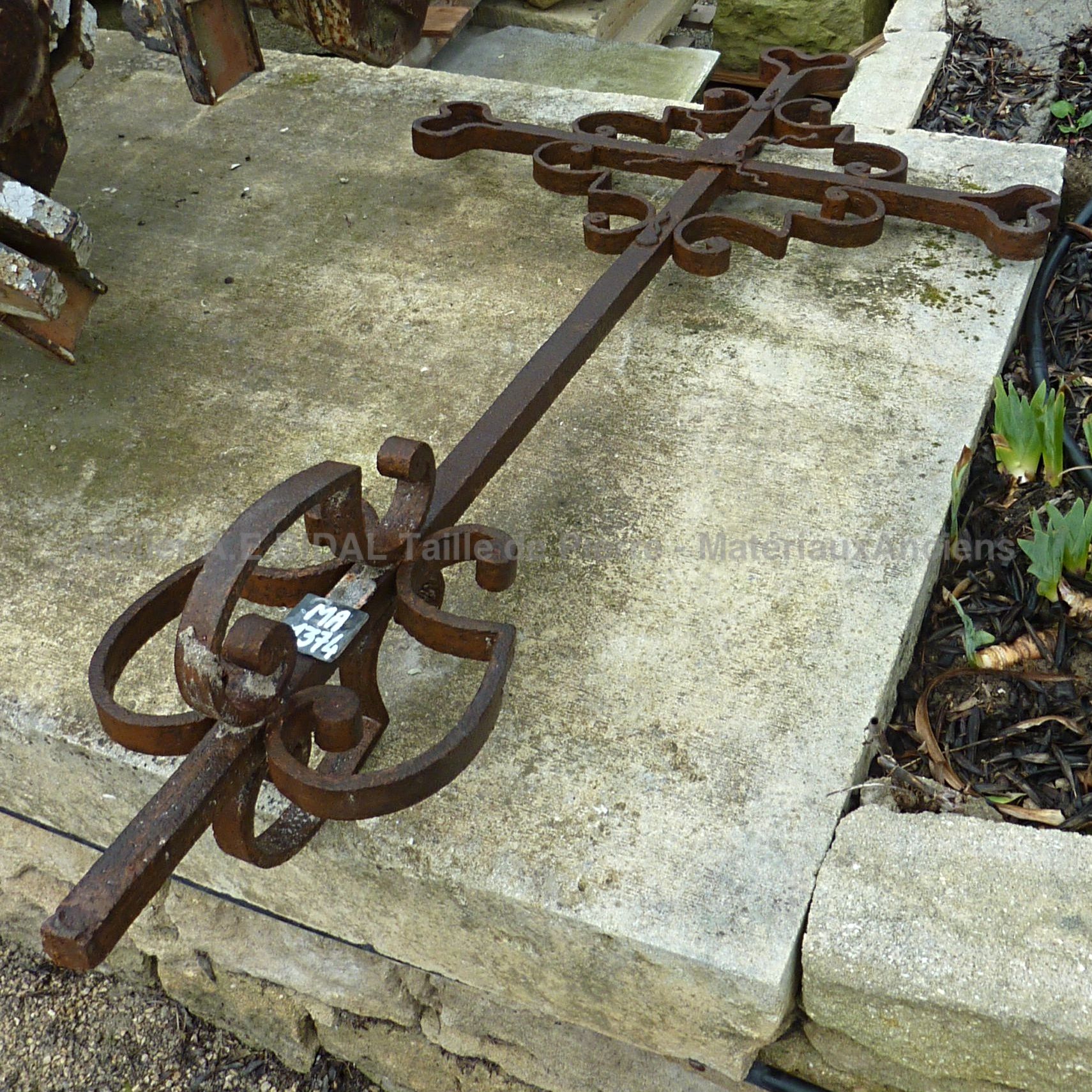 Beautiful and large antique wrought-iron cross