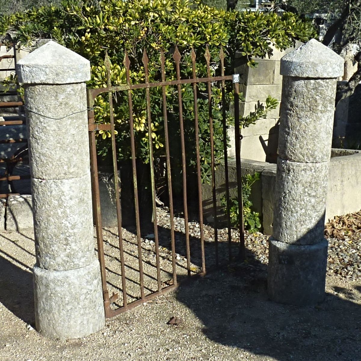 Antique small stone pillar with a cylindrical shape - sold by 2.