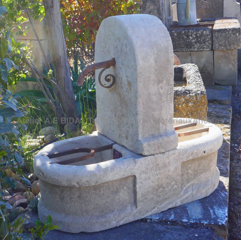 Provence fountain in weathered stone, ideal for a balcony of a terrace