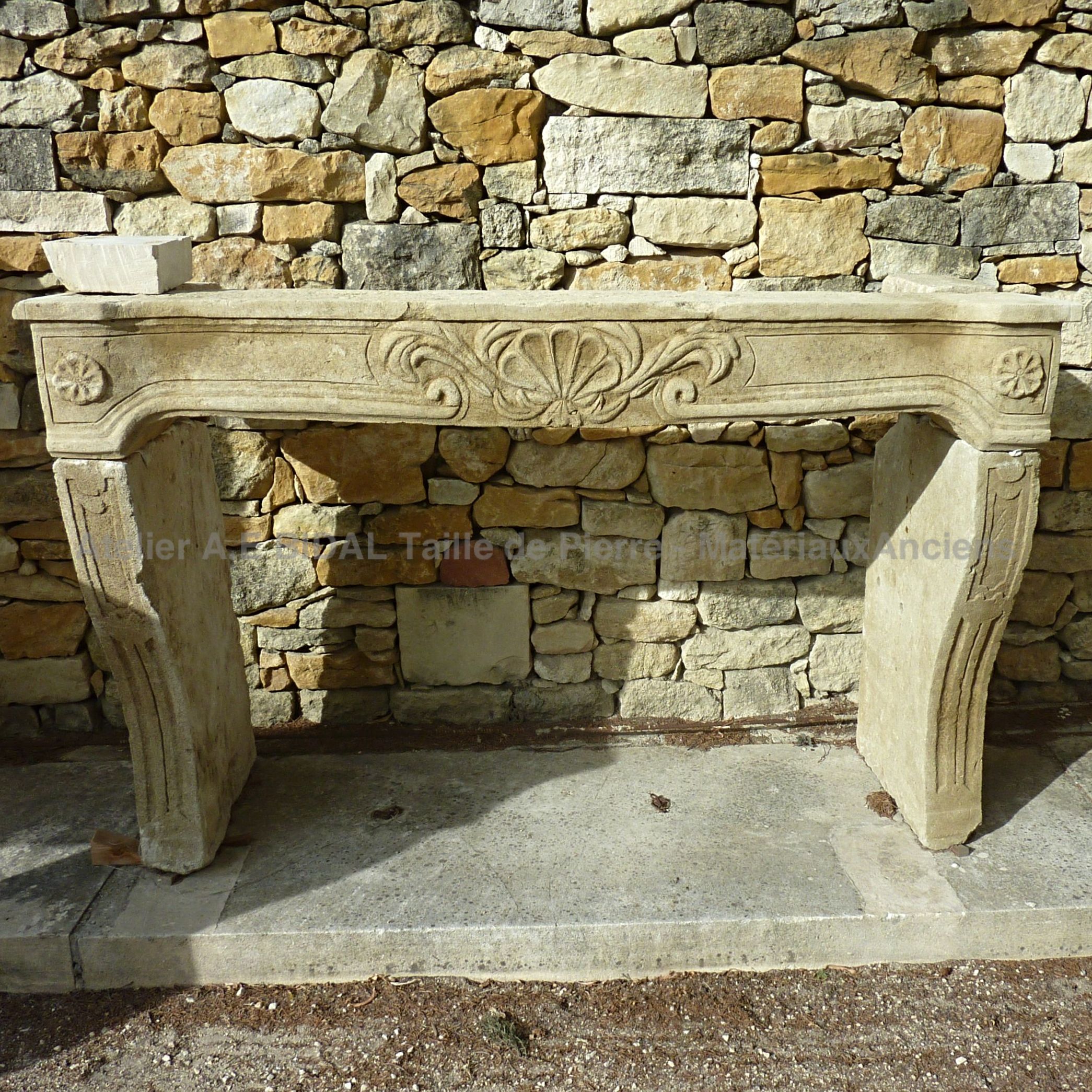 Louis XV fireplace in stone - beautiful large 18th Century mantle.