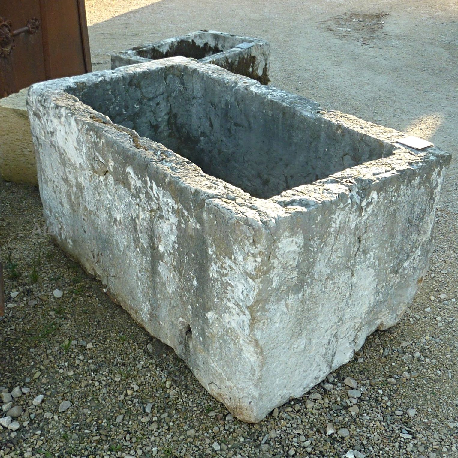 Beautiful antique rectangular stone trough with patina