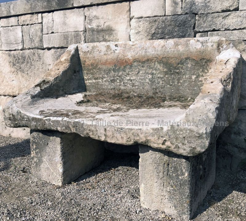 Garden bench in old stone - Rustic stone bench by Atelier BIDAL